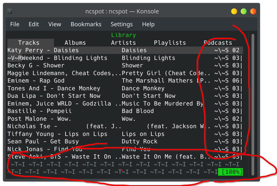 Console display shows strings · Issue #408 · hrkfdn/ncspot · GitHub