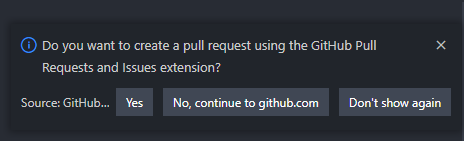 Allow "Don't Show Again" and/or configurability of opening PR · Issue #3167 · microsoft/vscode ...
