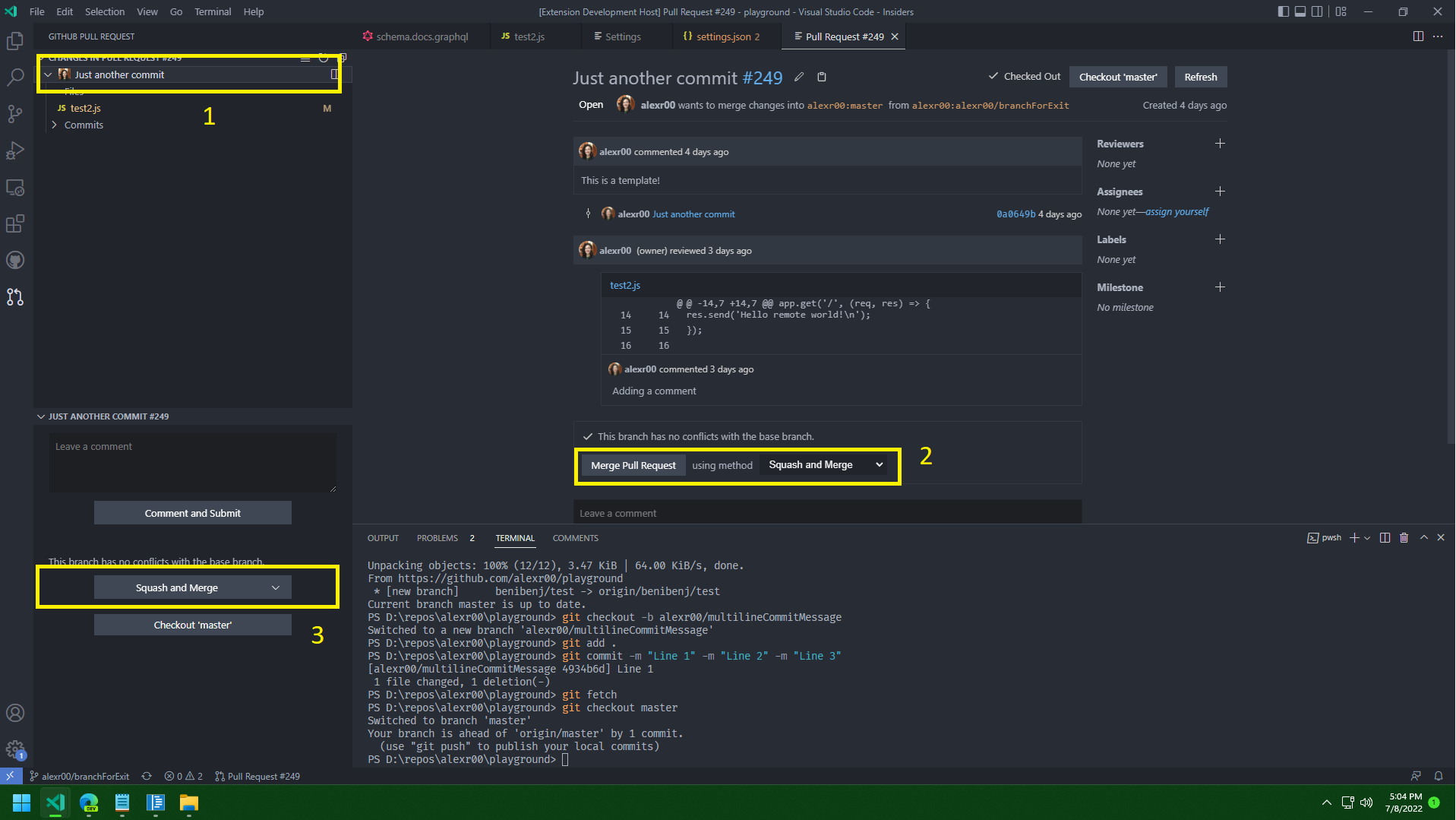 Is it possible to merge a PR from the UI, or do we need to use the ...