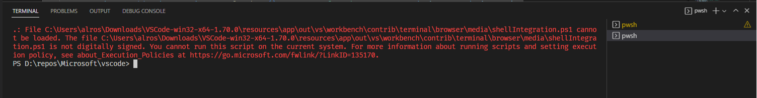 Terminal Error When Starting Vs Code From Zip On Windows · Issue 157083 · Microsoft Vscode · Github