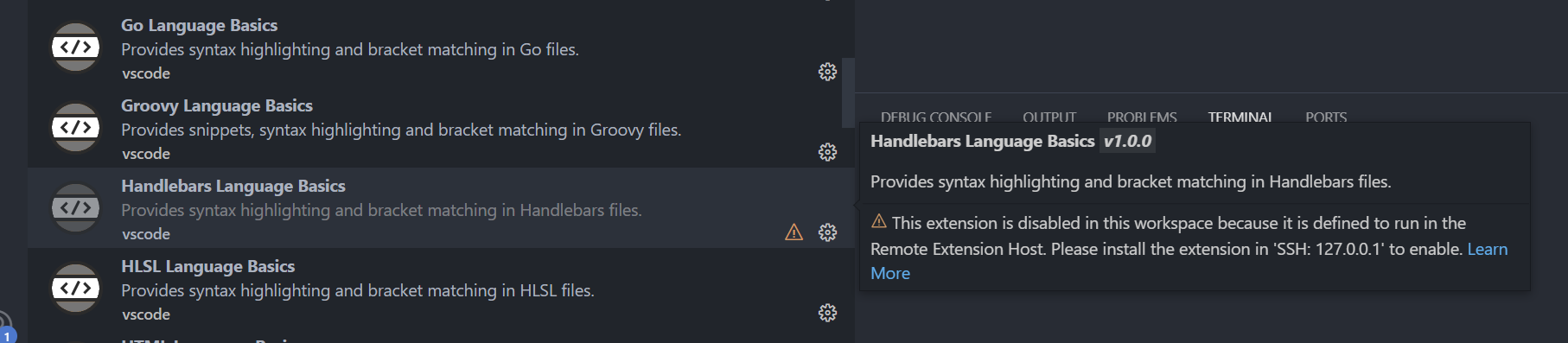 Remote SSH: No Syntax Highlighting for Handlebars .hbs files · Issue #167674 · microsoft/vscode ...