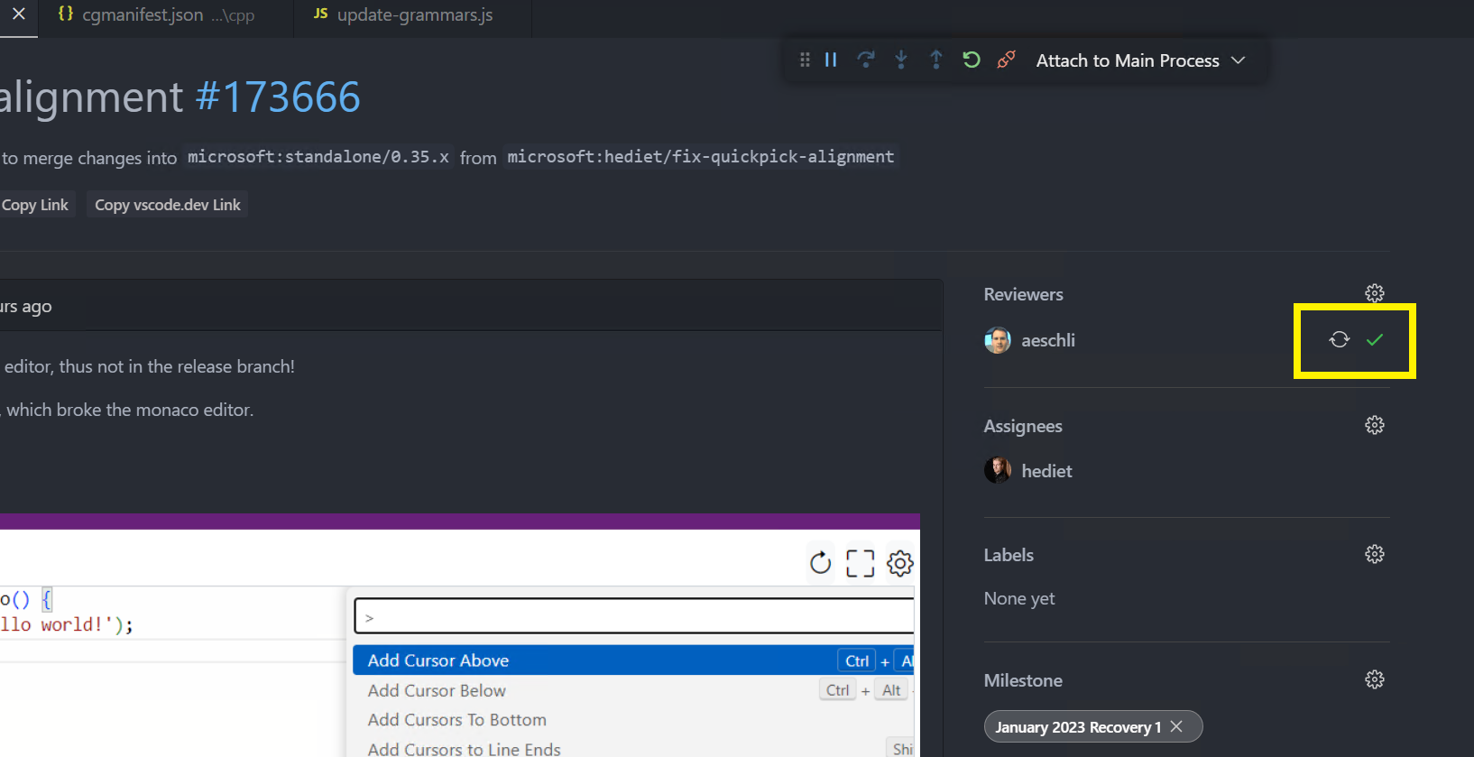 Re-request review button has strange UI treatment in narrow viewports ...