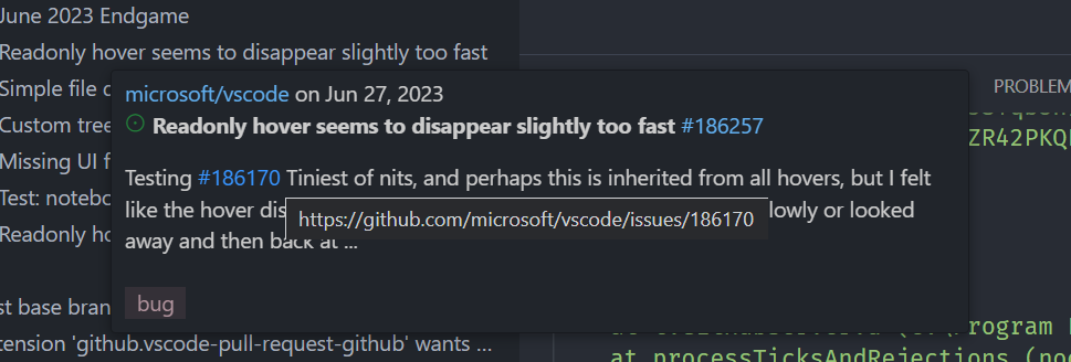 Readonly hover link doesn't look like a link · Issue #186256 · microsoft/vscode · GitHub