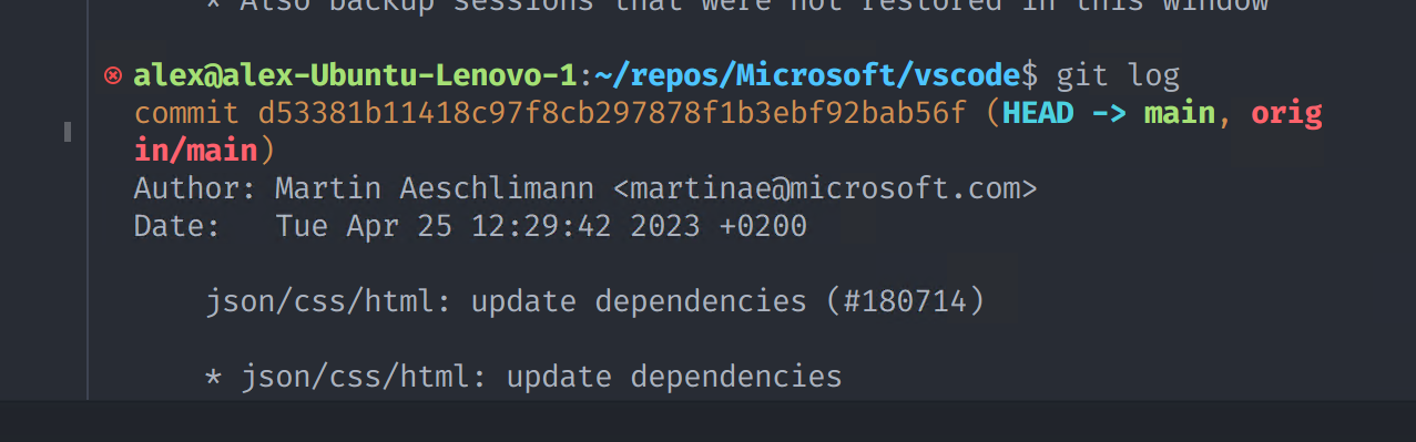 `git log` in bash shows error · Issue #186350 · microsoft/vscode · GitHub