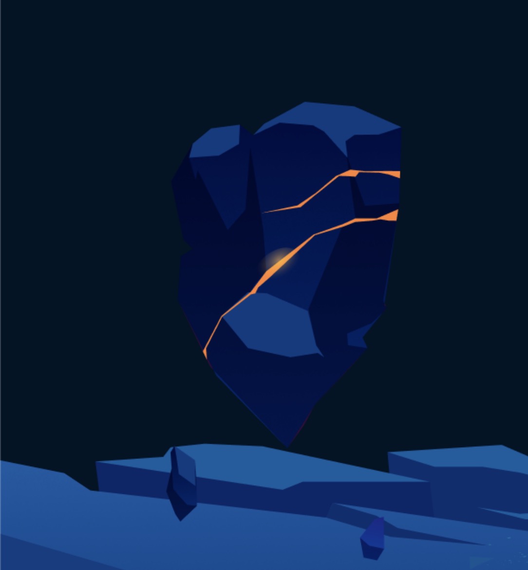 Cannot tell that the bottom rock is levitating. Perhaps increase ...