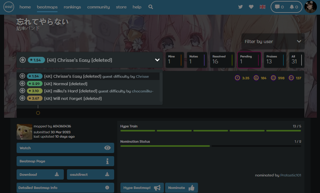 Nominated Beatmap Difficulties Disappeared · Issue 10223 · Ppy Osu Web · Github