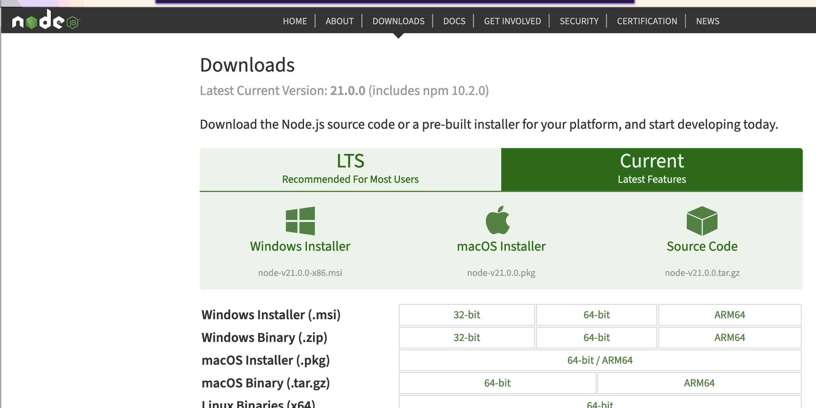 Download (LTS) page not displaying · Issue #6024 · nodejs/nodejs.org · GitHub