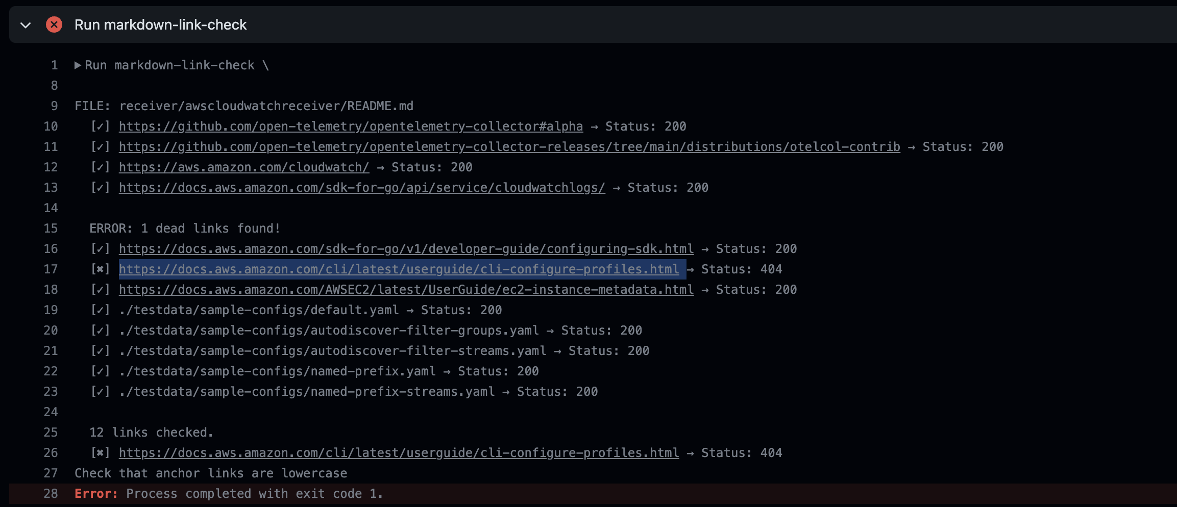 AWS CloudWatch link is broken · Issue #21895 · open-telemetry/opentelemetry-collector-contrib ...