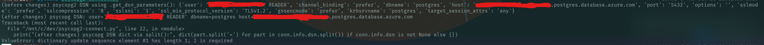 ValueError: dictionary update sequence element #1 has length 1; 2 is required when using ...