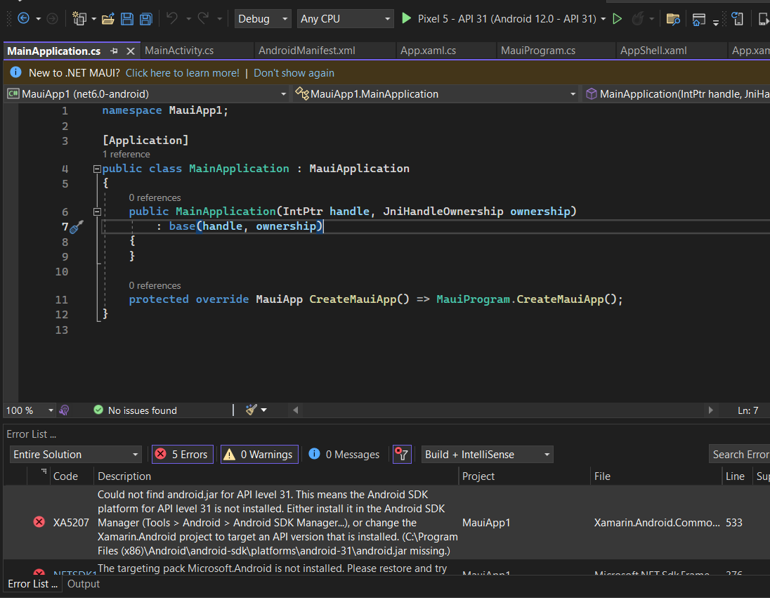 Update vs to Version 17.4.0 Preview 2.0 causes Could not find android.jar for API level 31 error ...