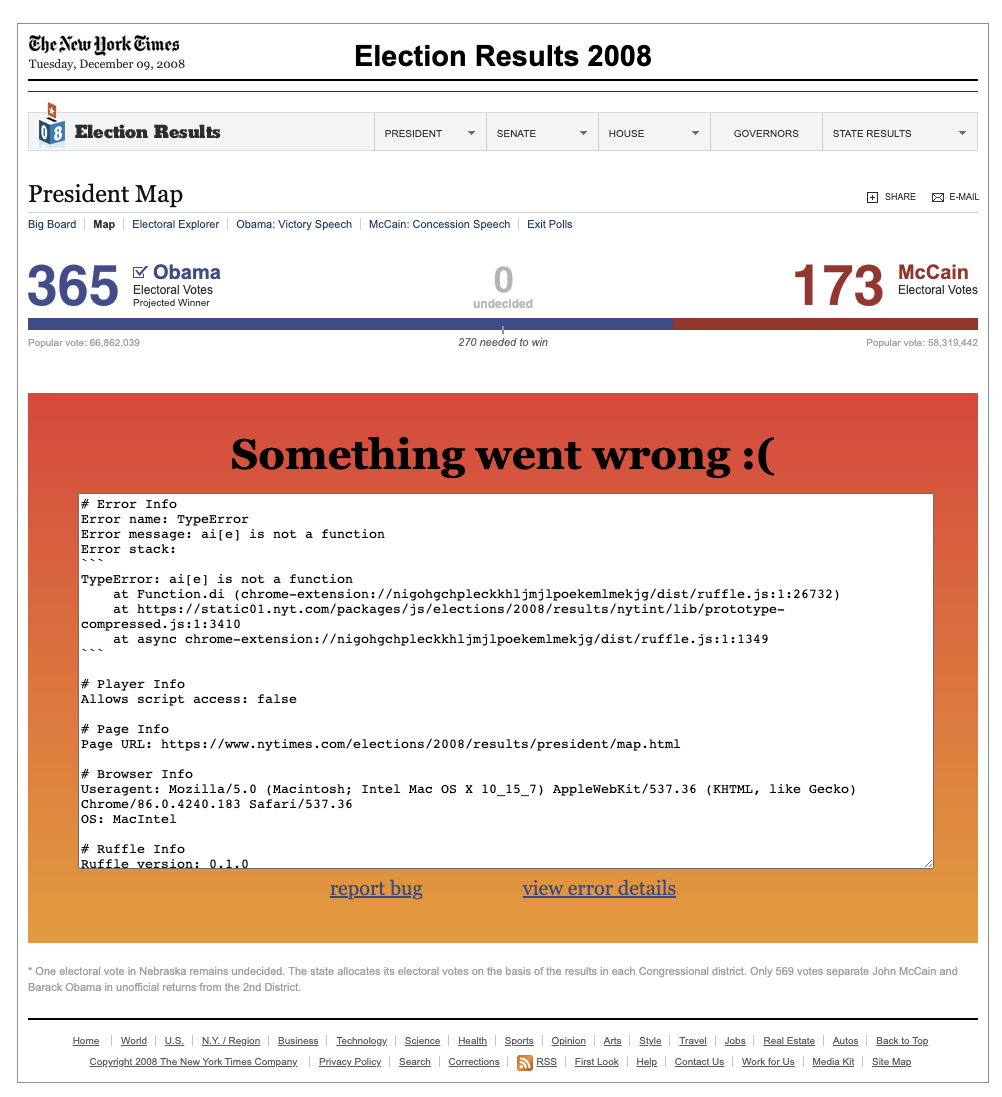 NYT 2008 Election Results: "Something went wrong :(" error · Issue ...