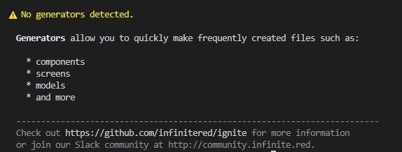 No Generators Detected · Issue #1921 · infinitered/ignite · GitHub