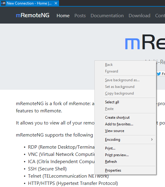 Extend menu for HTTP connection · Issue #1994 · mRemoteNG/mRemoteNG · GitHub