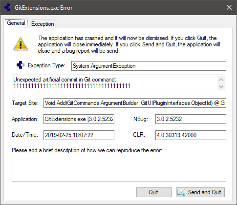Crash on Ctrl+Shift+N for artificial commits · Issue #6308 · gitextensions/gitextensions · GitHub