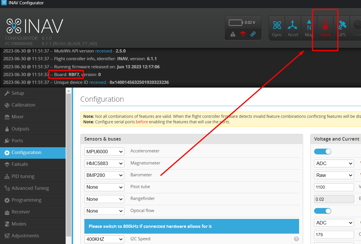 RUSH_BLADE_F7 BMP280 Barometer doesn't work (need Fix) · Issue #9150 · iNavFlight/inav · GitHub