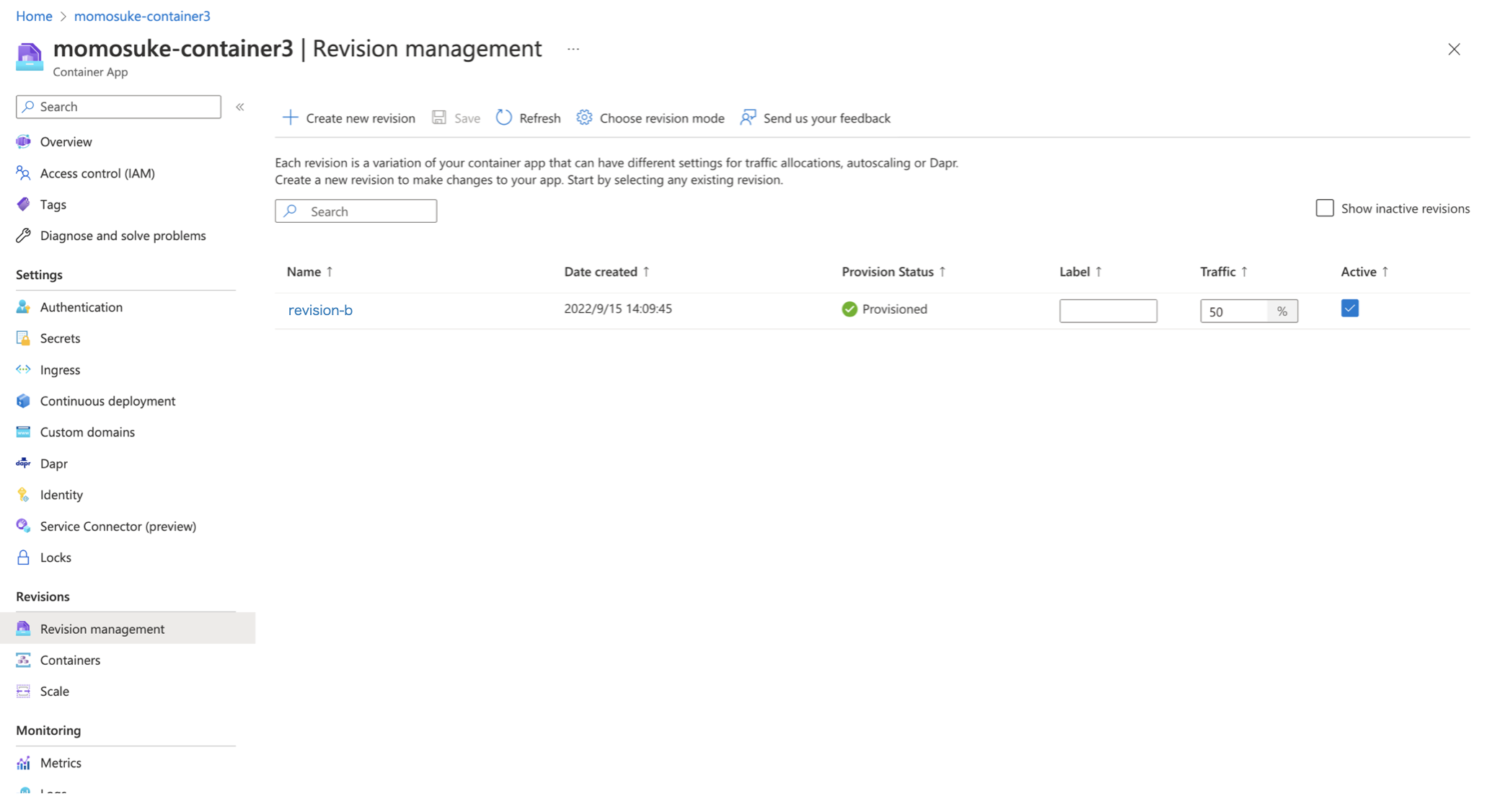 After Deactivating A Revision When Geting The Container App Properties The Deactivated