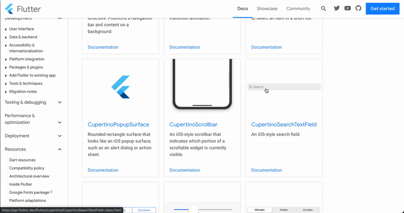 CupertinoSearchTextField isn't on stable yet · Issue #5025 · flutter/website · GitHub