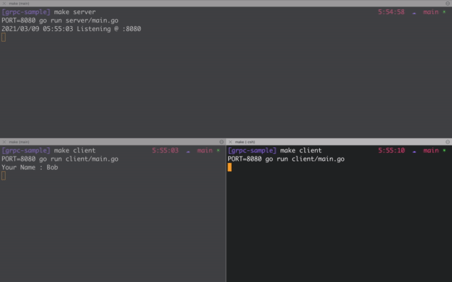GitHub - karamaru-alpha/grpc-sample: gRPCでチャットできるCLIを作ってみる