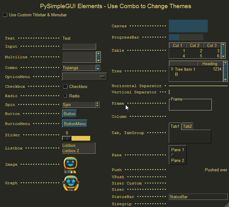 PySimpleGUI Enhancement The Sizer Shortcut Element Should Be Based 