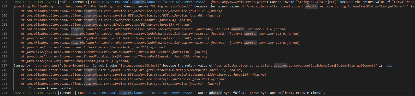 在Mysql中的数据同不到ES7时遇到一个同步失败的问题 · Issue #4448 · alibaba/canal · GitHub