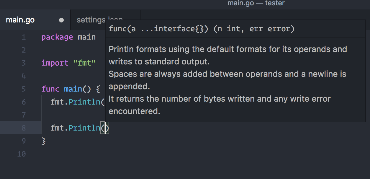 No code completion for fmt · Issue #1062 · microsoft/vscode-go · GitHub