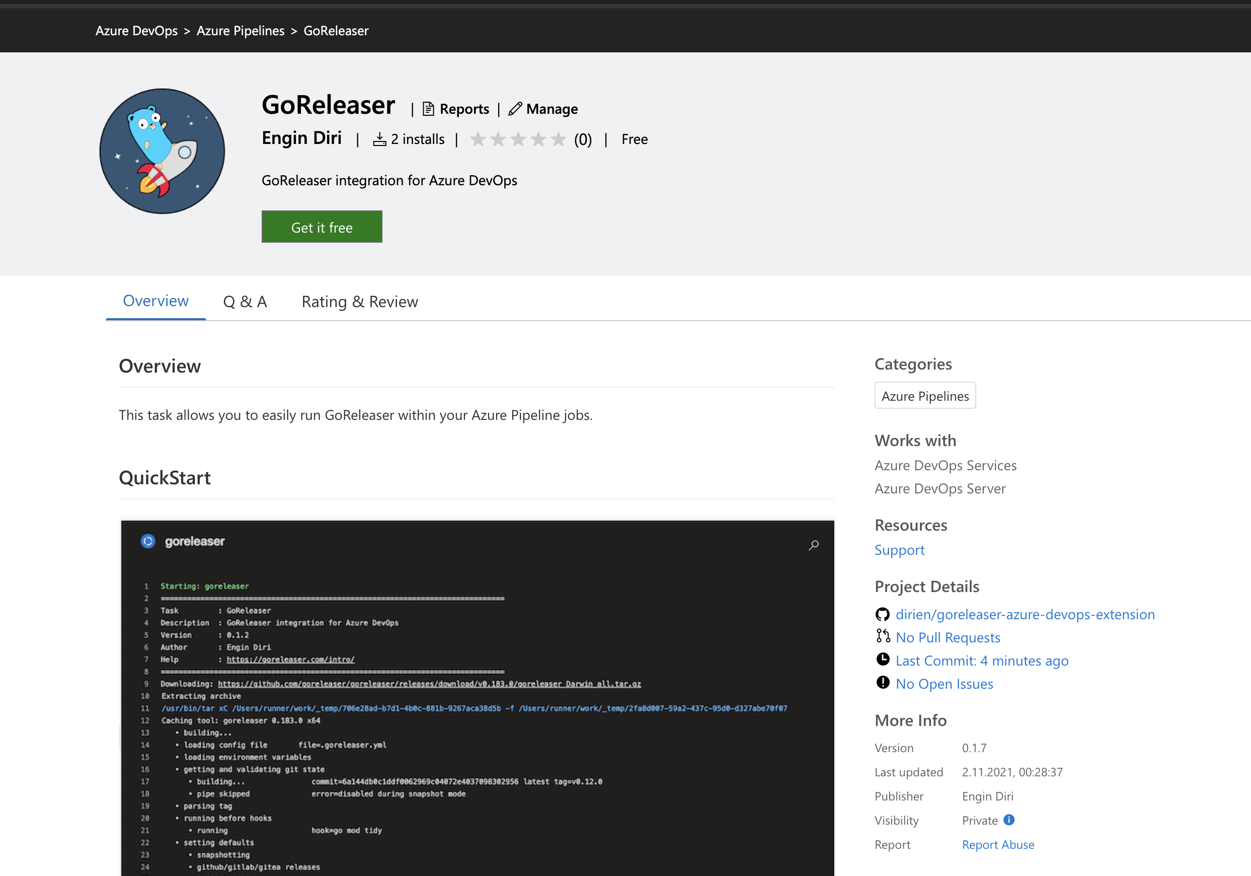 Transfer of ownership for Azure Devops Extension · Issue #2621 · goreleaser/goreleaser · GitHub