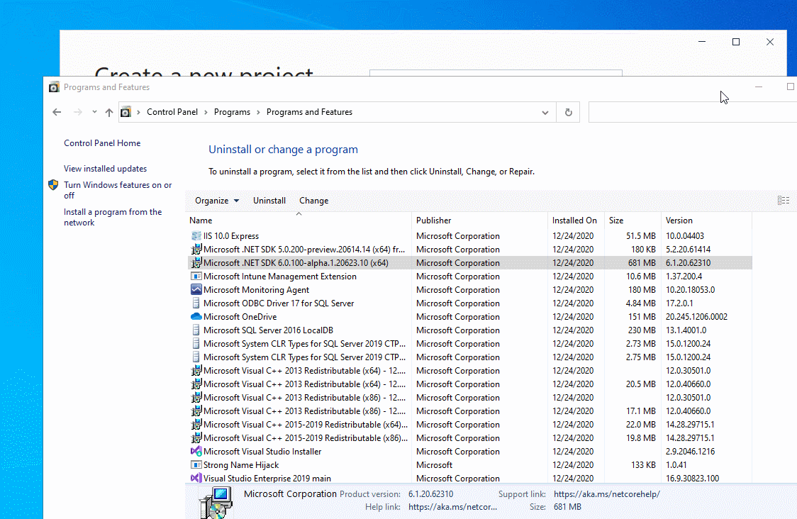 Missing the ".NET 6.0(Preview)" Target Framework item in the ...