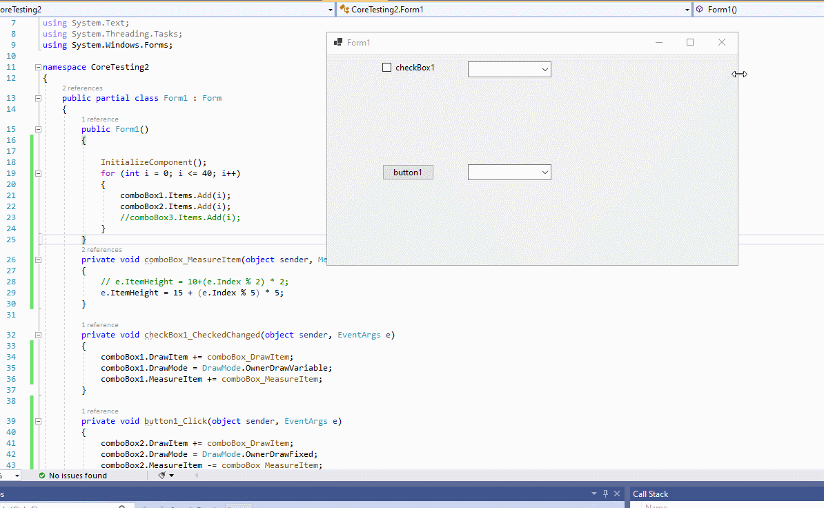 An exception pops up when setting the Combobox control's InteralHieght ...
