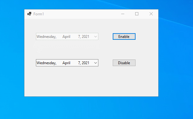 Disabled DateTimePicker at Design-Time does not have the correct border color when enabled when ...