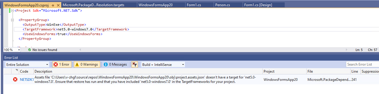 An error message appeared when building the core project after changed ...