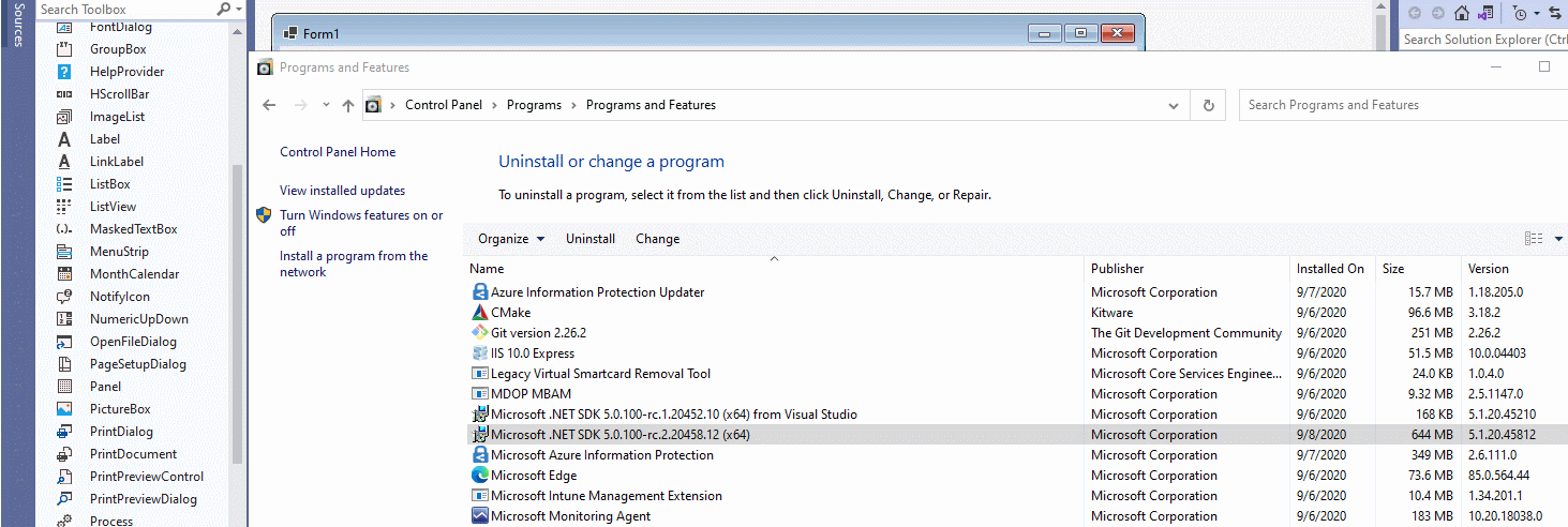 An error message appeared when building the core project after changed ...