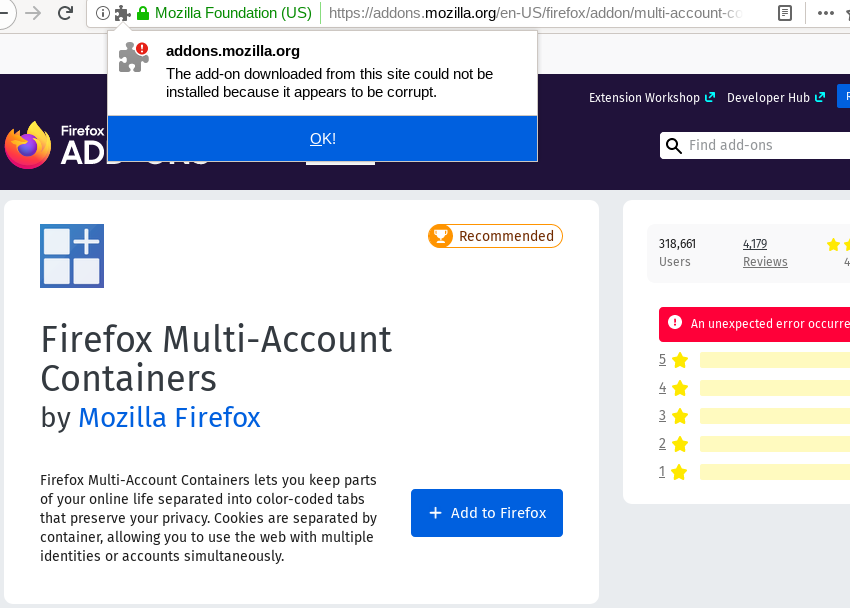 Tor The Add On Downloaded From Amo Appears To Be Corrupt · Issue 1735 · Mozillamulti Account 