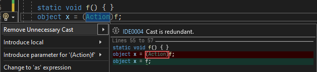 Suggestion to remove a delegate cast results in warning · Issue #60423 · dotnet/roslyn · GitHub