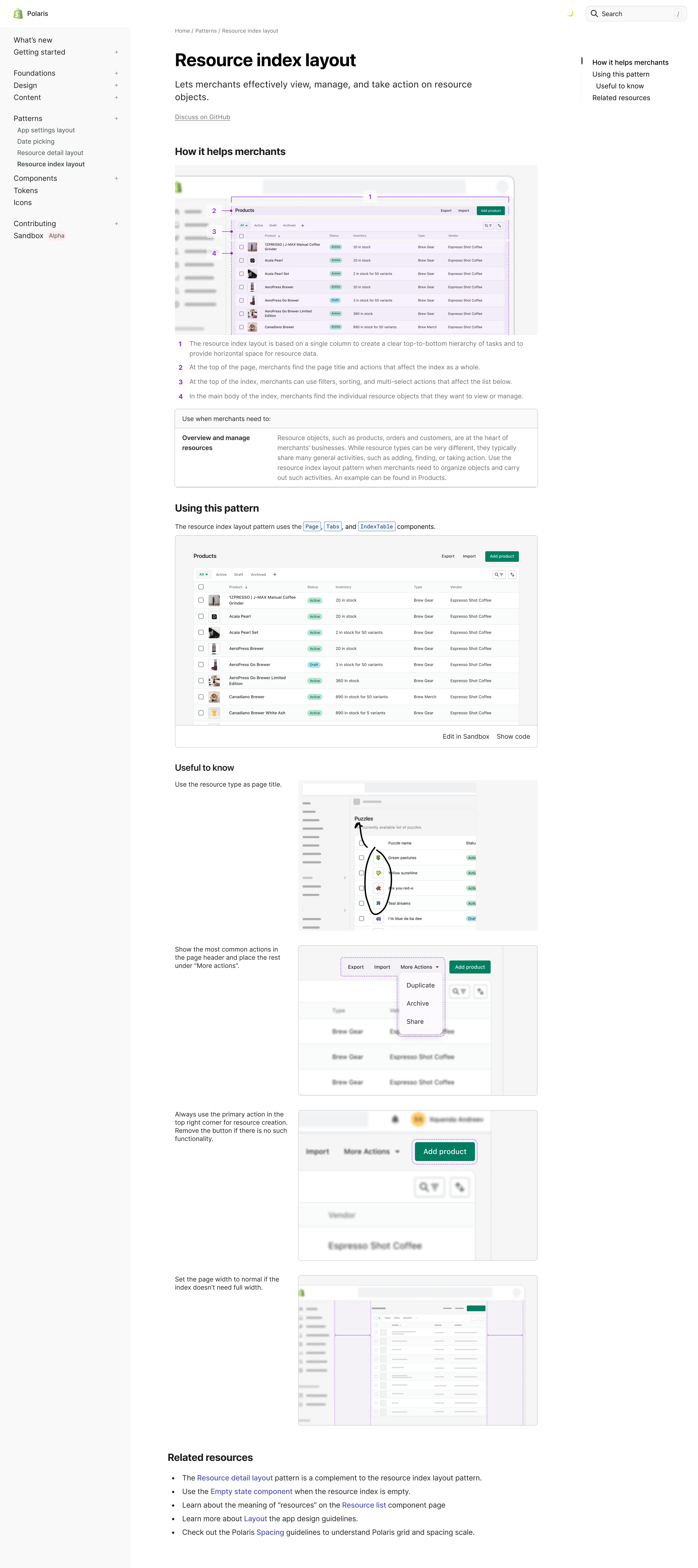 Resource index layout - assets · Issue #7932 · Shopify/polaris · GitHub
