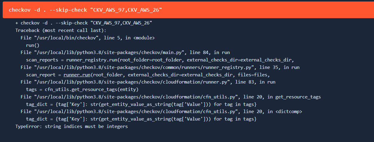 Multiple Skip Checks In String Now Throws Exception 818 · Issues · Bridgecrewio Checkov 0729