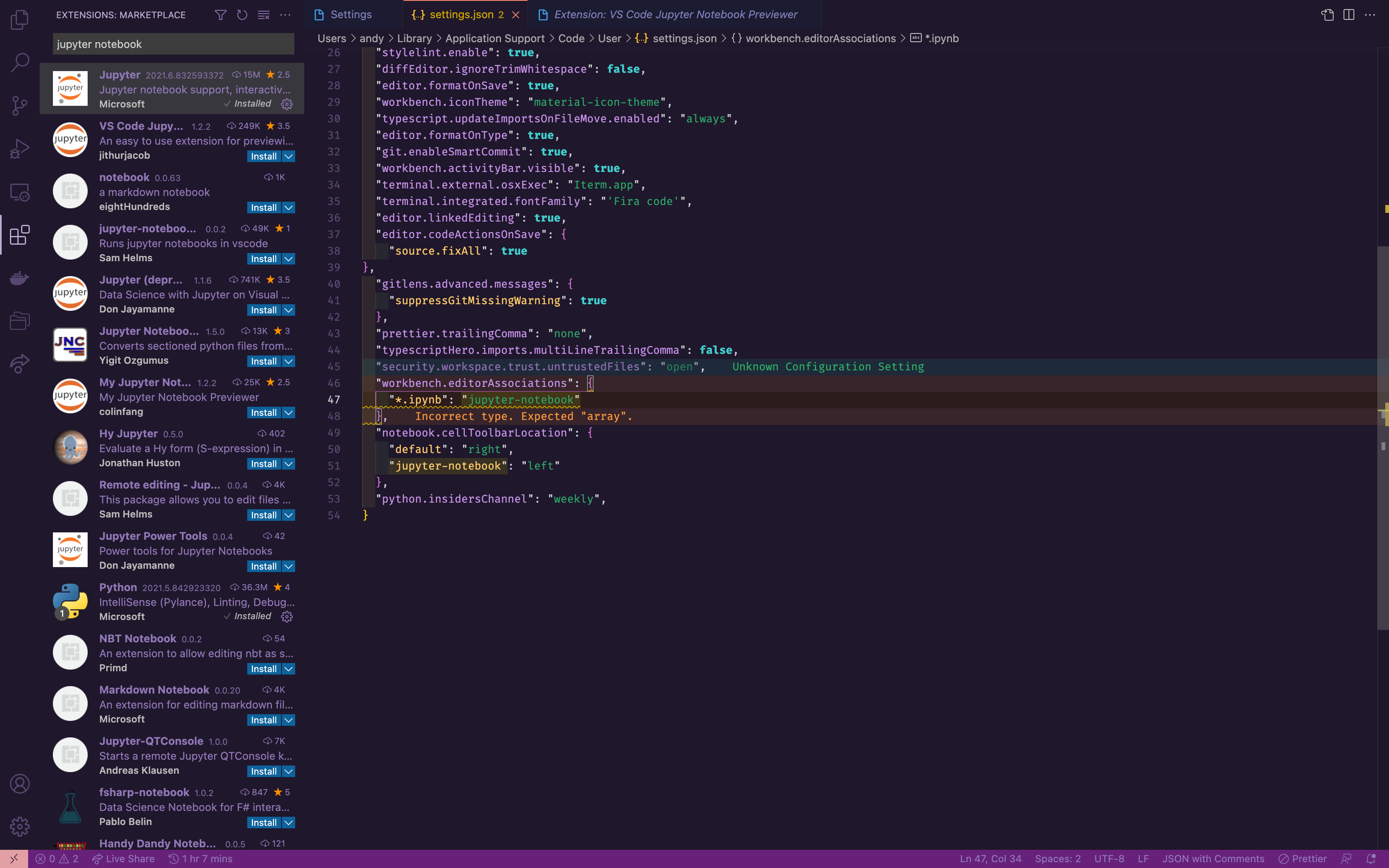 Append Error Config In VSCode Setting json Make VSCode Not Working 