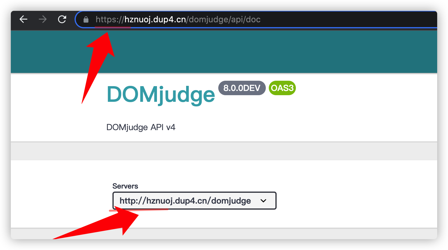 The Servers in the API Doc of Swagger UI may be wrong · Issue #1395 · DOMjudge/domjudge · GitHub