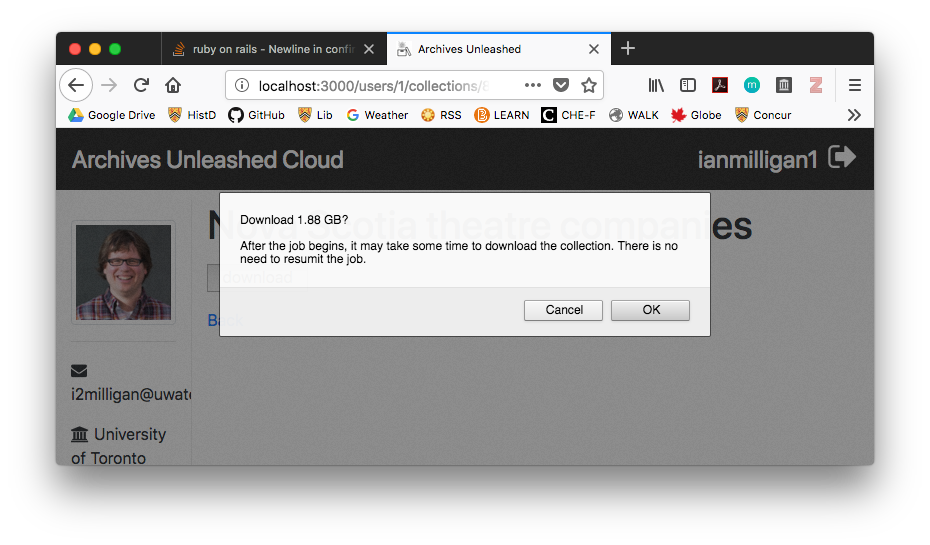Confirmation after Download Job Begins · Issue #34 · archivesunleashed/auk · GitHub