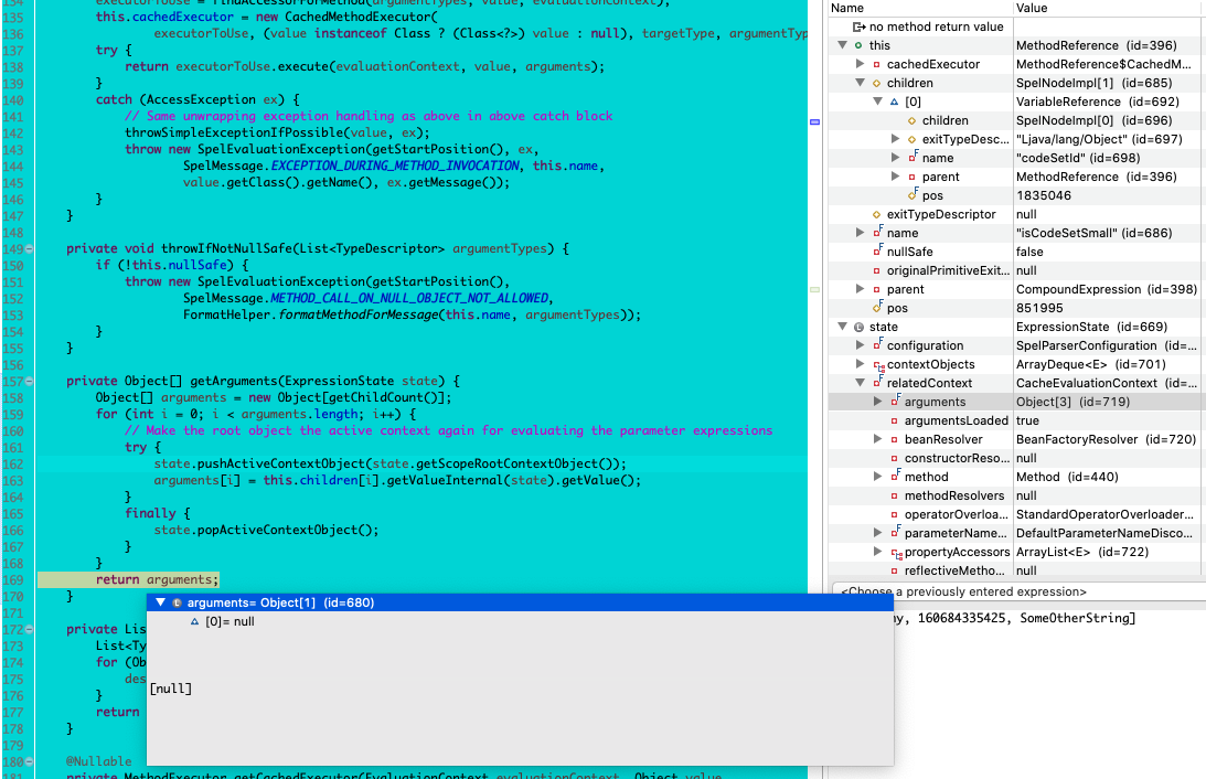 @Cacheable condition passes 'null' instead of method argument into the root.target method ...