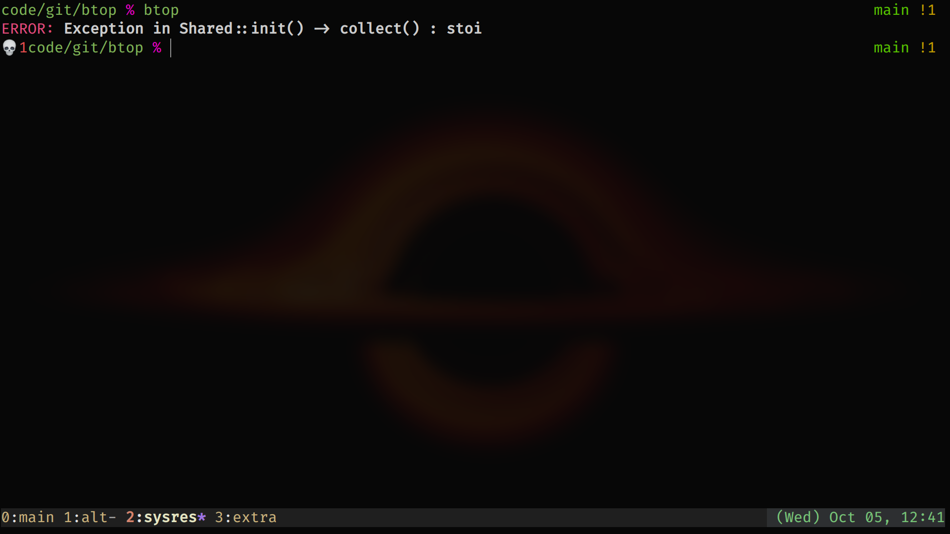 [BUG] `btop` crashes when number of CPU cores enabled