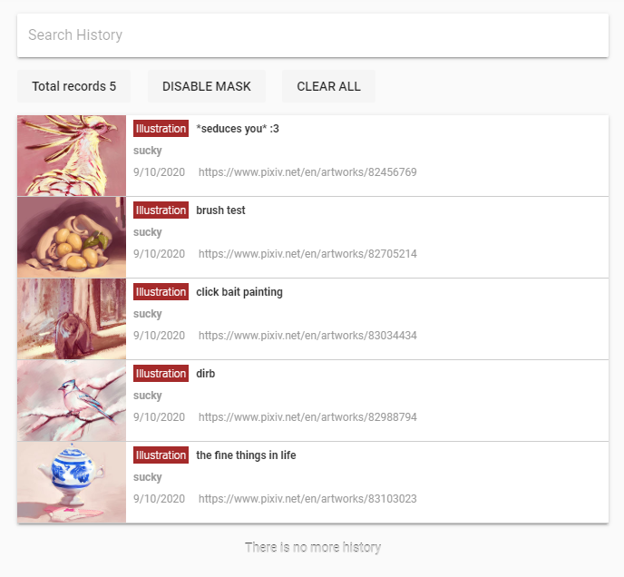 Redesign the history page · Issue #80 · leoding86/webextension-pixiv-toolkit · GitHub