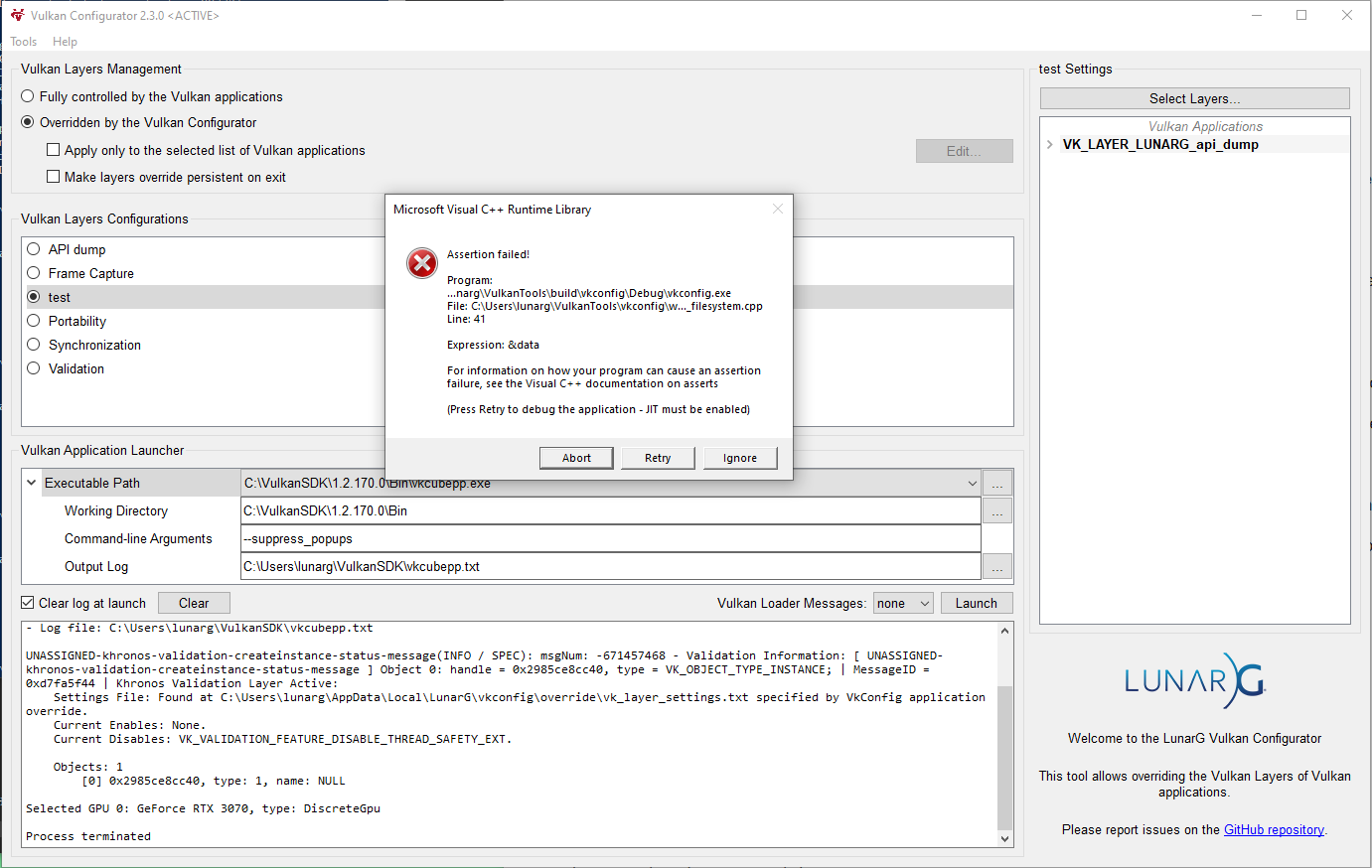 vkconfig: becoms unresponsive when creating a new layer configuration · Issue #1446 · LunarG ...