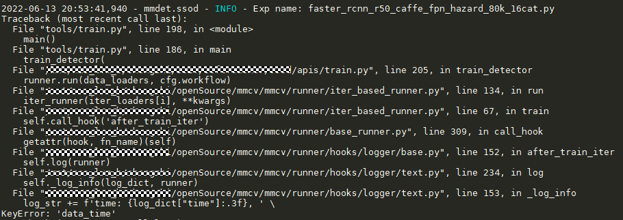 KeyError: 'data_time' in TextLoggerHook · Issue #2055 · open-mmlab/mmcv · GitHub