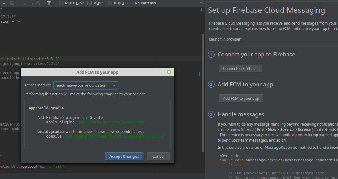 "Setting up Firebase Cloud Messaging" wizard changes the plugin's app.gradle · Issue #1046 ...
