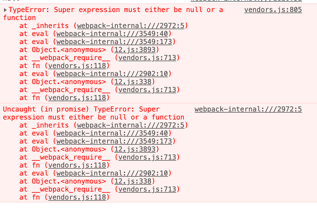 使用line的时候build 报错:uncaught In Promise Typeerror Super Expression Must Either Be Null Or A