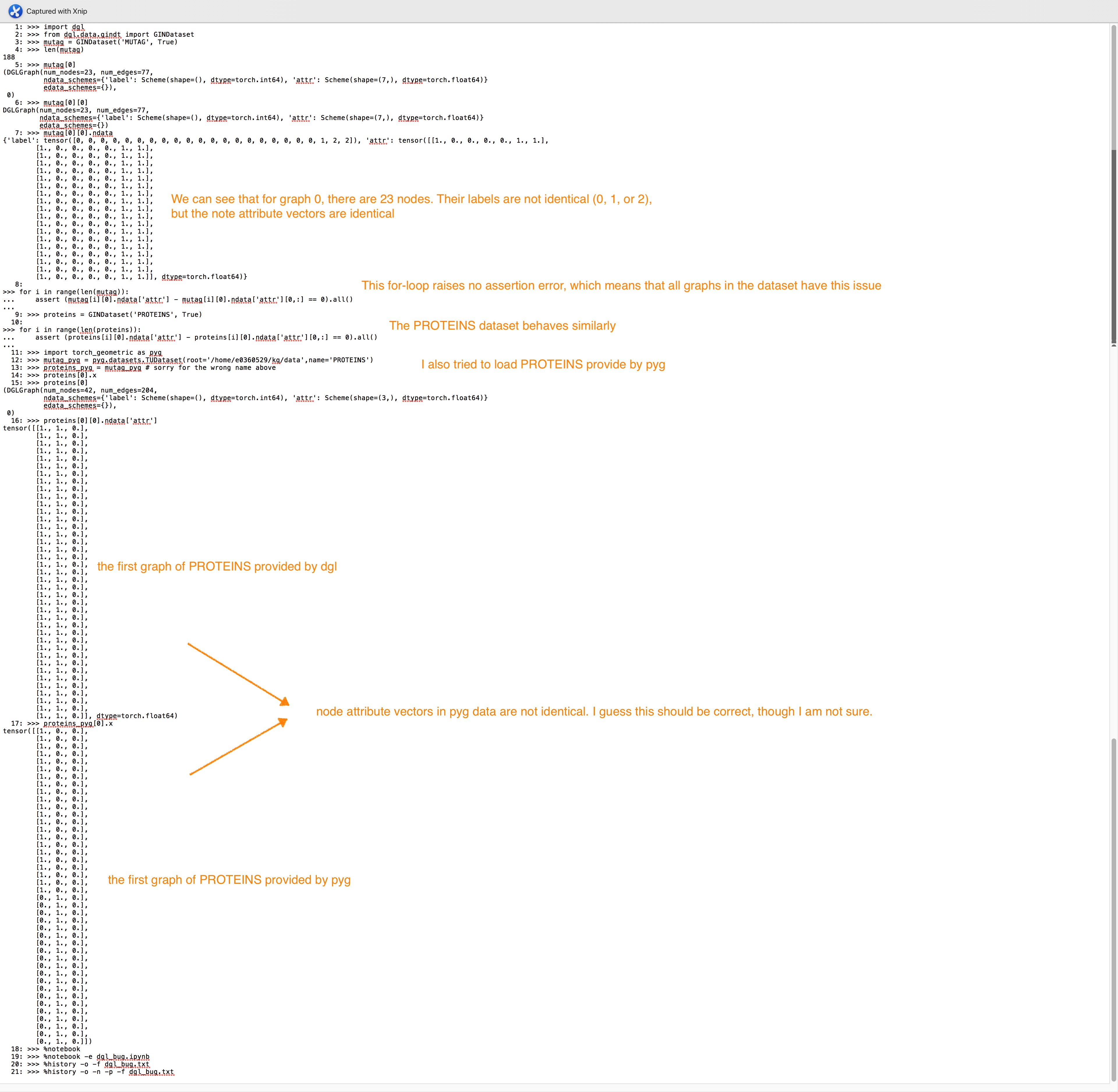 Attributes of different nodes are identical in MUTAG and PROTEINS ...