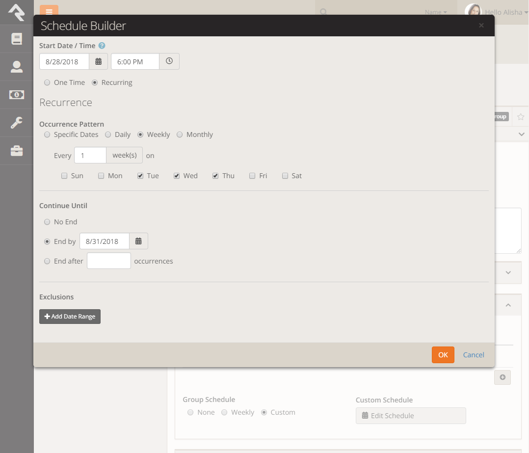 New Groups not accepting a custom schedule · Issue #3226 · SparkDevNetwork/Rock · GitHub