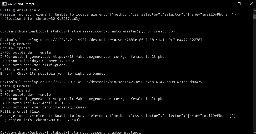 Error!, Check its possible your ip might be banned · Issue #143 ...