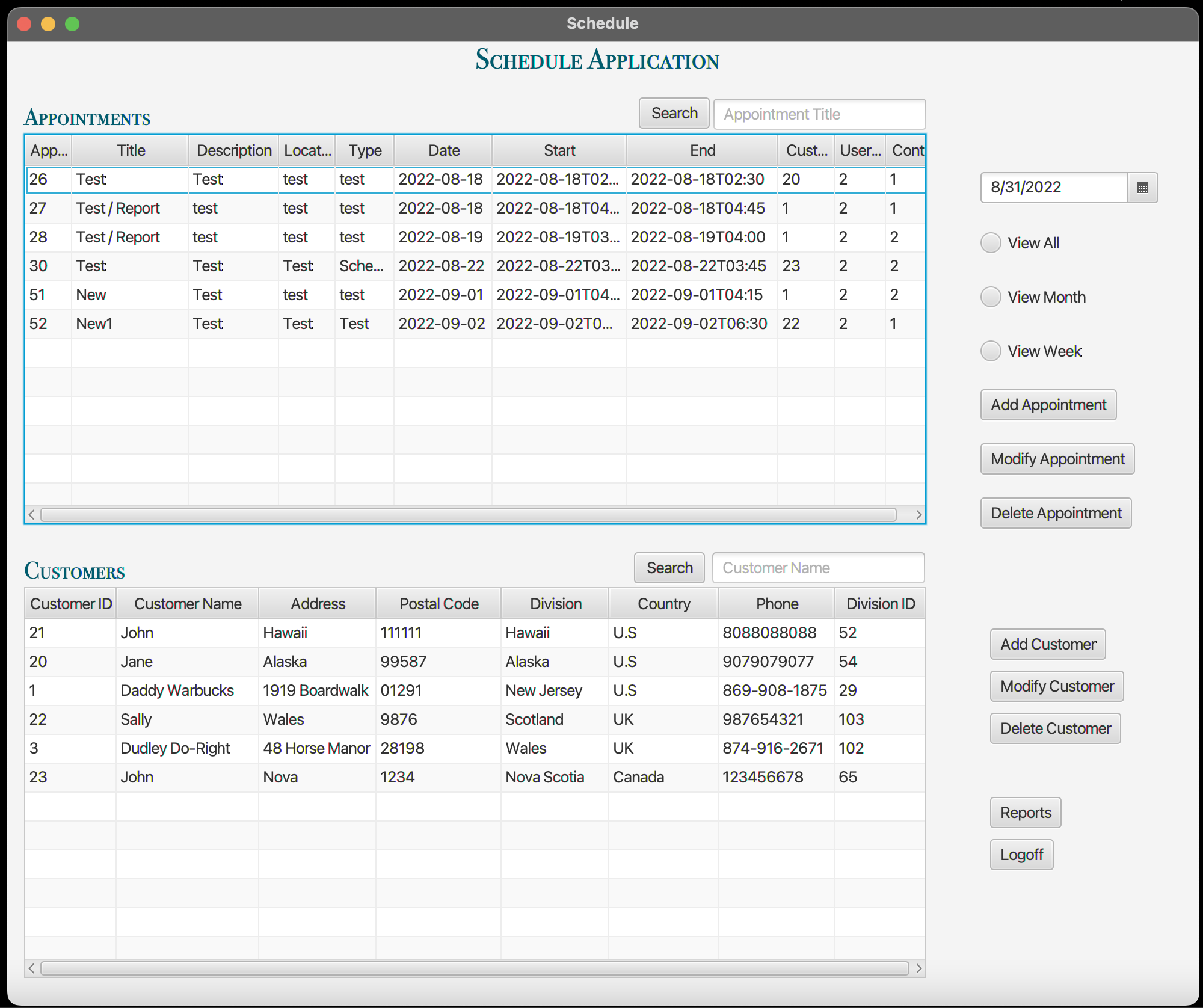 GitHub - bethdfuller/ScheduleApplication: The application is a GUI-based appointment schedule ...