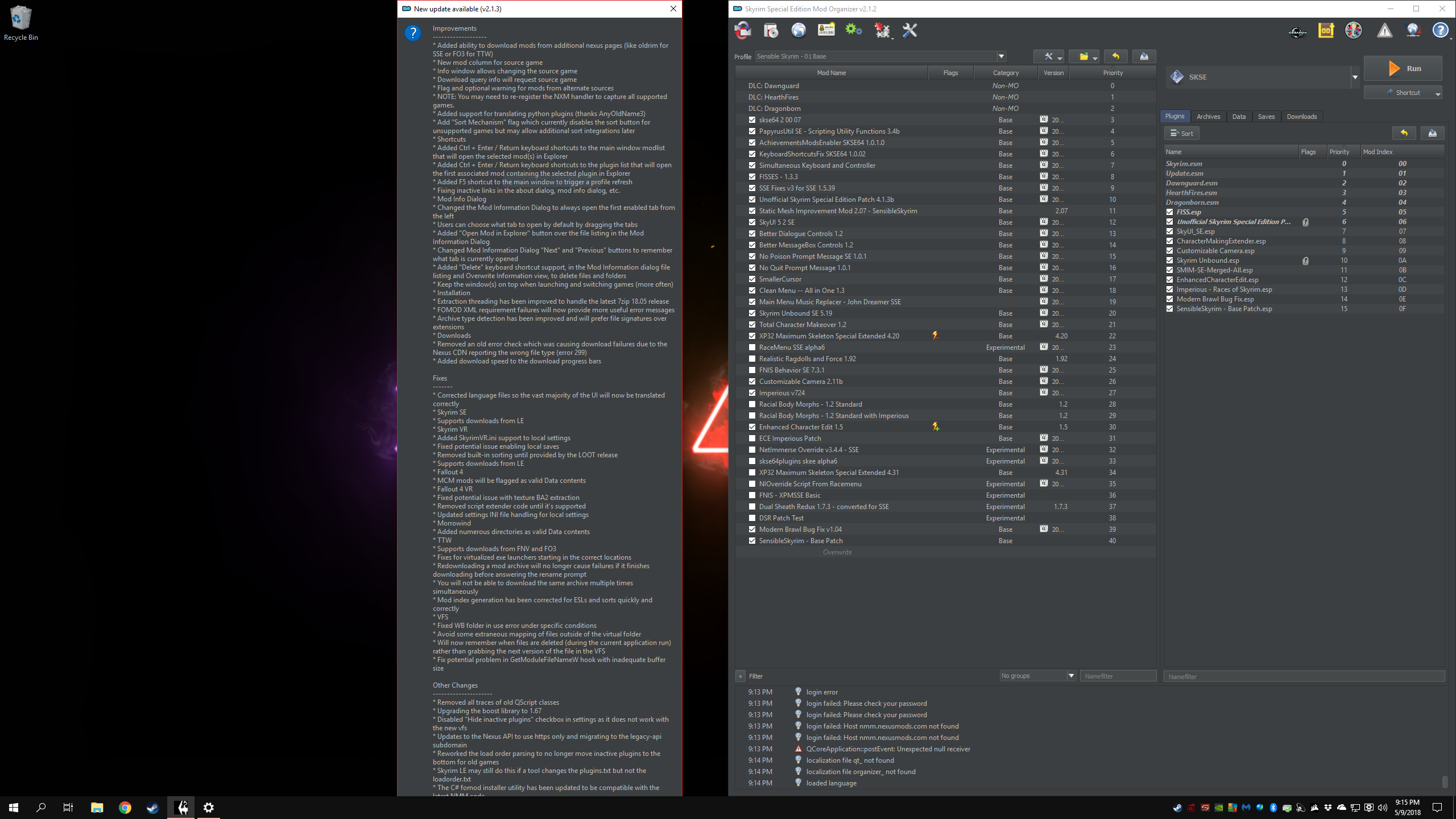 Can't update MO2 because changelog is too long. (Pressing enter ...